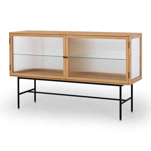 Kobe Sideboard (Natural Oak) Fluted Glass - Paulas Home & Living